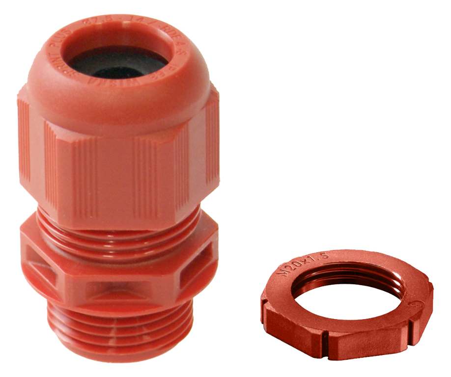 Red 20mm IP68 Gland and Nut Pack of 10 - Upex Electrical Distributors