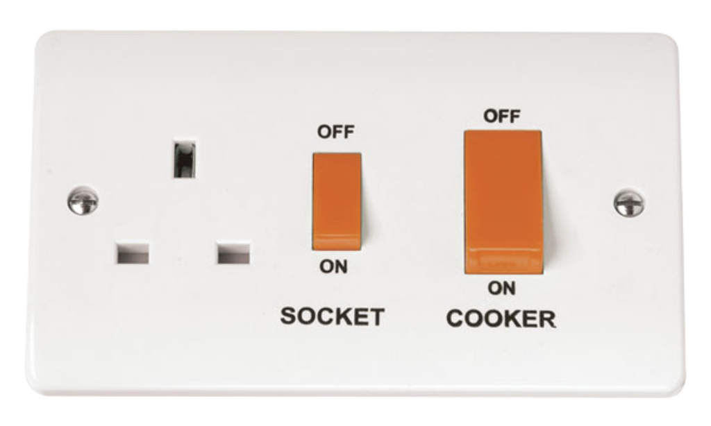 45A Cooker Switch With 13A Switched Socket Socket Outlet - Upex ...