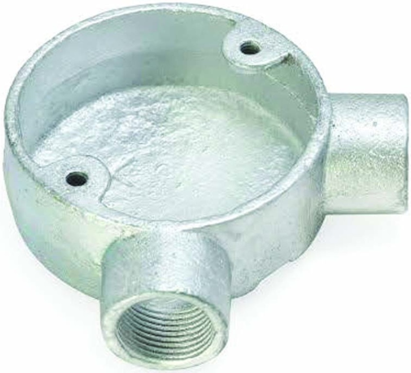 20mm Circular Conduit Box Angle Galv - Upex Electrical Distributors