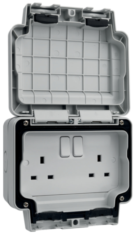 Socket, 2 Gang DP Switched IP66 - Upex Electrical Distributors