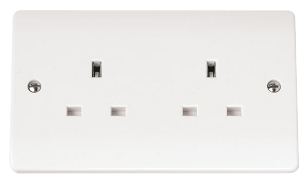 13A 2 Gang Socket Outlet Unswitched - Upex Electrical Distributors