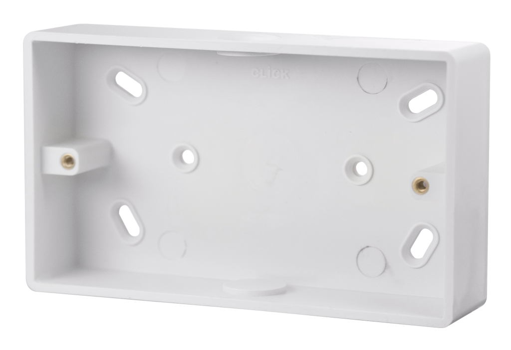 2 Gang 29mm Deep PVC Pattress Box - Conduit - Upex Electrical Distributors