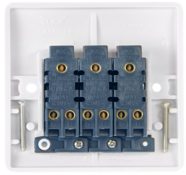 10Ax 3 Gang 2 Way Plate Switch - UPEX