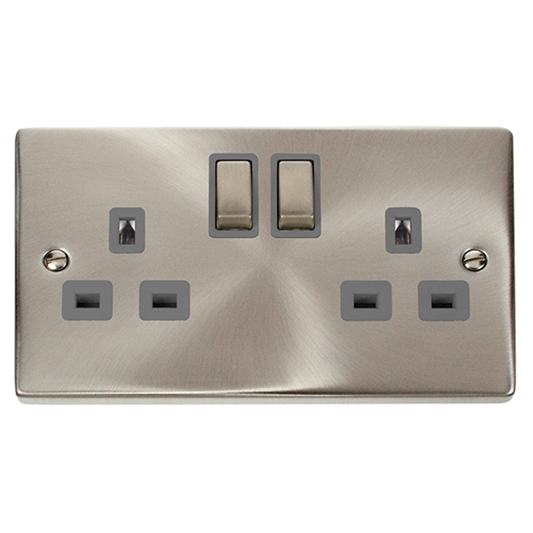 13A Ingot 2 Gang Double Pole Switched Socket Outlet - Upex Electrical Distributors